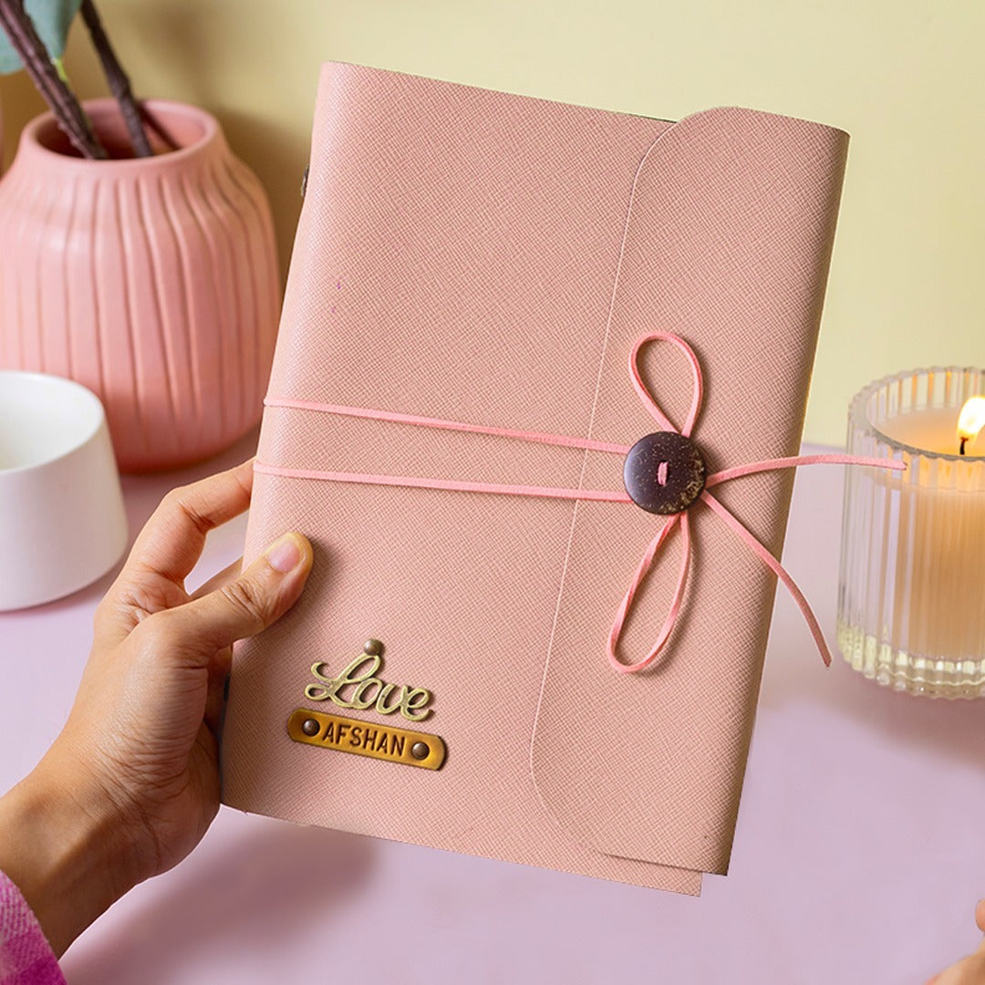 Buy Salmon Pink Diary With Pink Thread Online