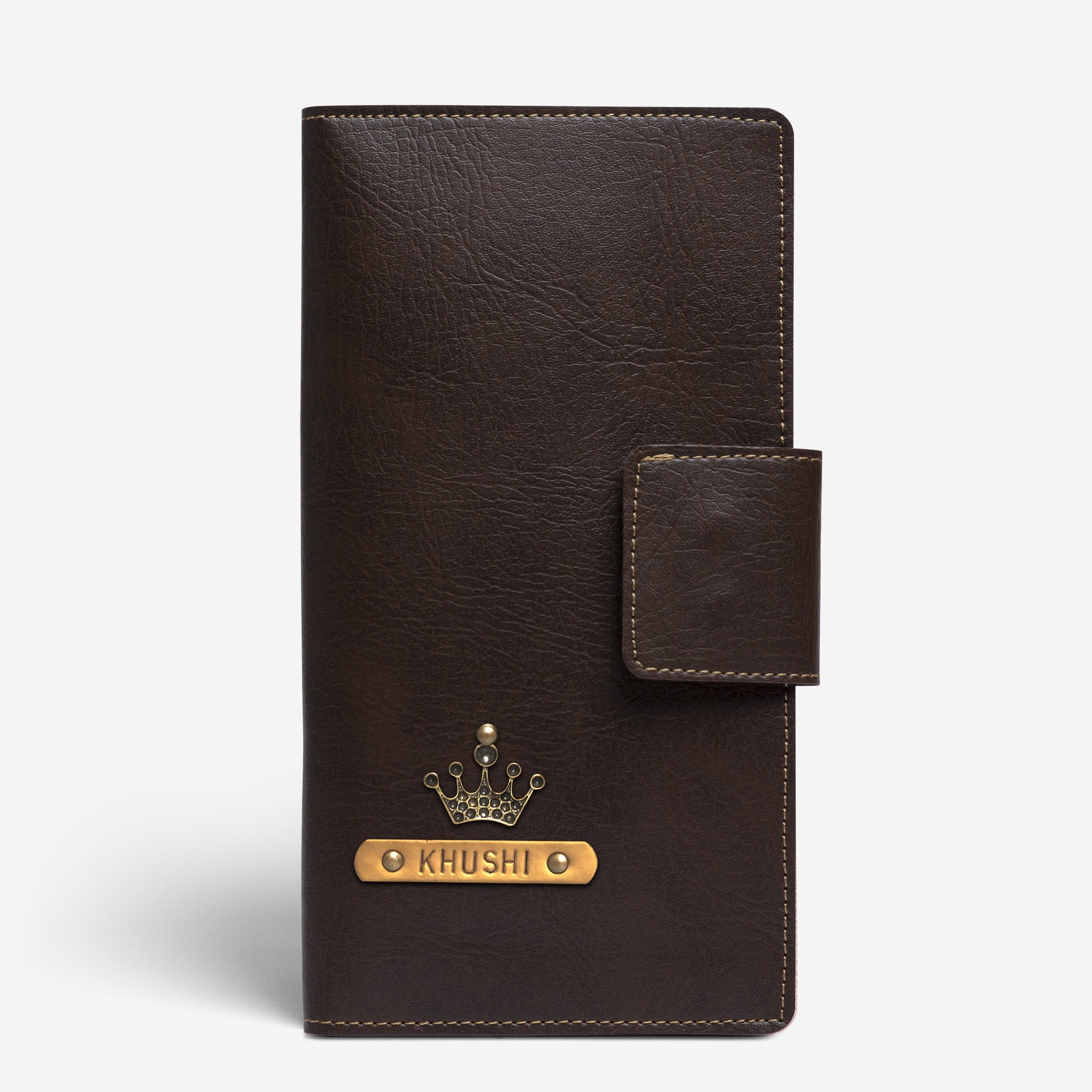 Buy Personalised Travel Folder - Dark Brown